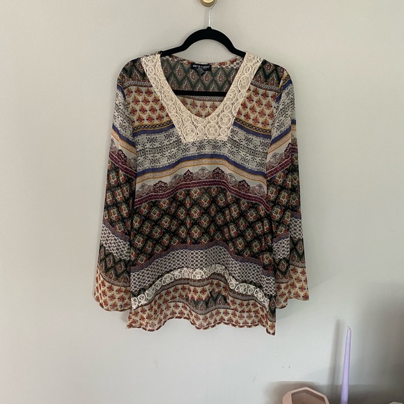 About A Girl | Tops | Xl About A Girl Boho Sheer Lace Blouse | Poshmark